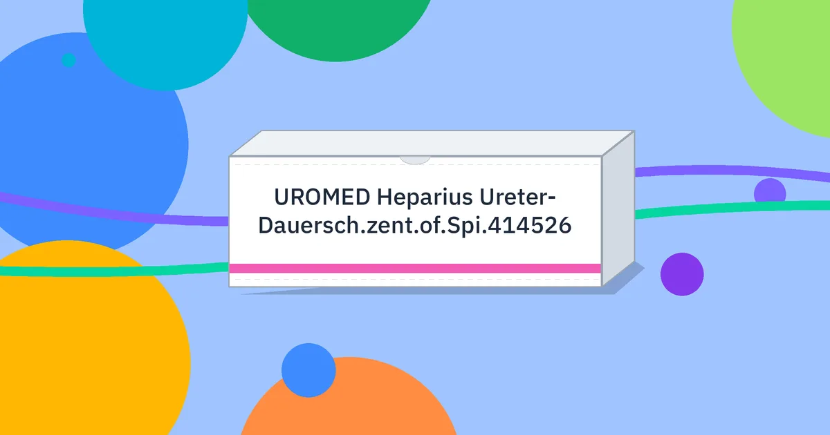 Symbolbild: Packung mit der Aufschrift UROMED Heparius Ureter-Dauersch.zent.of.Spi.414526 (PZN 11370585) – Verfügbarkeit und Bezug in Apotheken in Frankfurt am Main