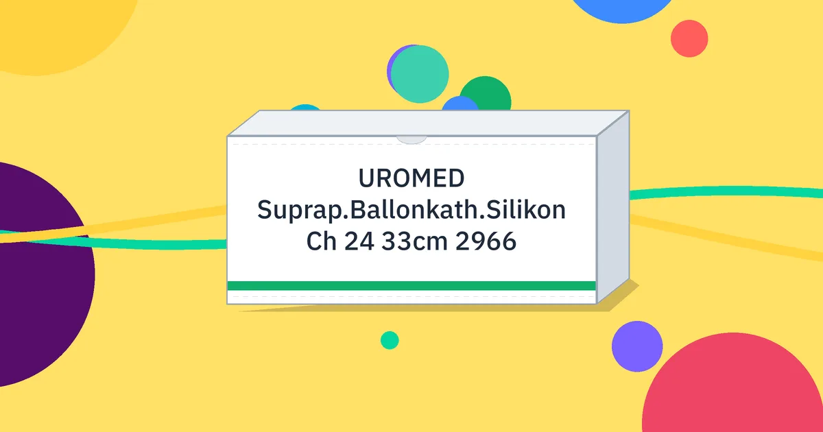 Symbolbild: Packung mit der Aufschrift UROMED Suprap.Ballonkath.Silikon Ch 24 33cm 2966 (PZN 02784431) – Verfügbarkeit und Bezug in Apotheken in Frankfurt am Main