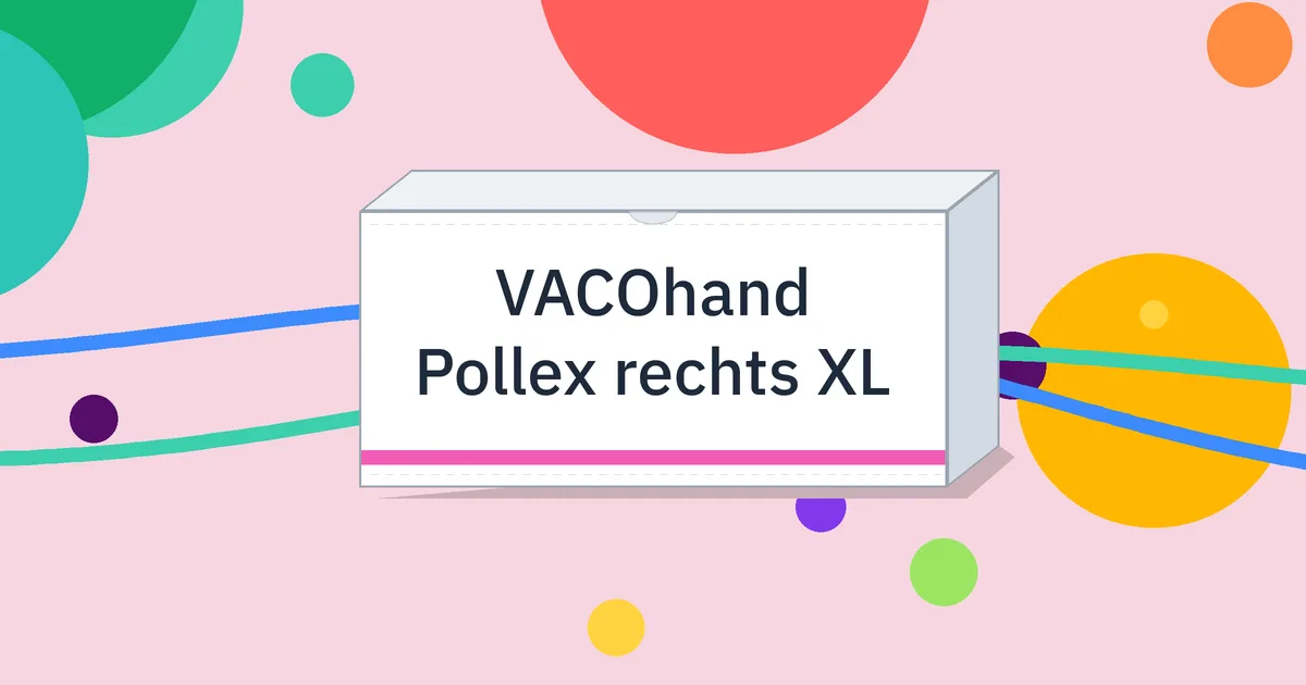 Symbolbild: Packung mit der Aufschrift VACOhand Pollex rechts XL (PZN 06110422) – Verfügbarkeit und Bezug in Apotheken in Frankfurt am Main