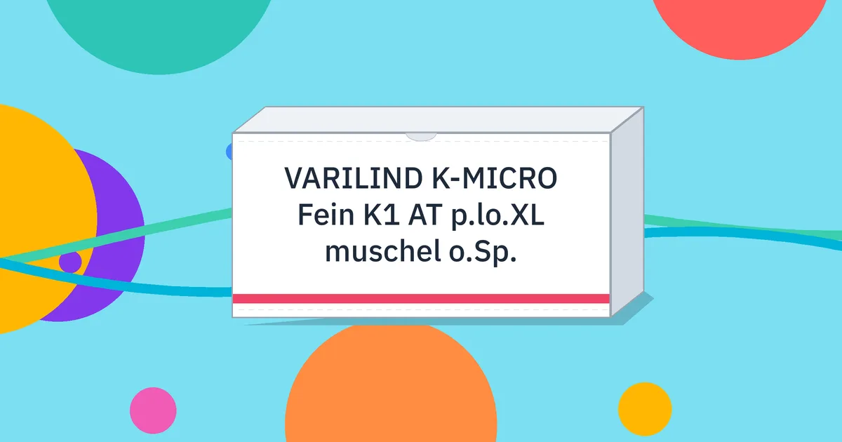 Symbolbild: Packung mit der Aufschrift VARILIND K-MICRO Fein K1 AT p.lo.XL muschel o.Sp. (PZN 20553103) – Verfügbarkeit und Bezug in Apotheken in Frankfurt am Main
