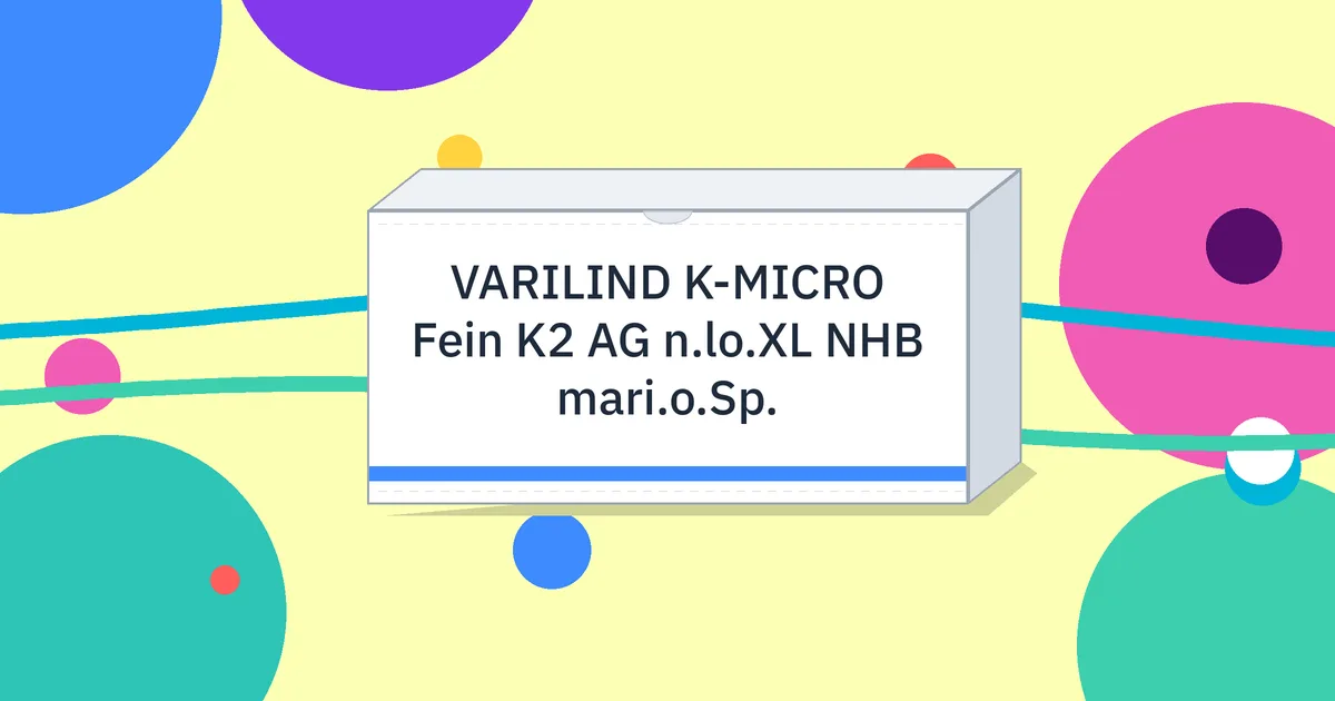 Symbolbild: Packung mit der Aufschrift VARILIND K-MICRO Fein K2 AG n.lo.XL NHB mari.o.Sp. (PZN 20556395) – Verfügbarkeit und Bezug in Apotheken in Frankfurt am Main