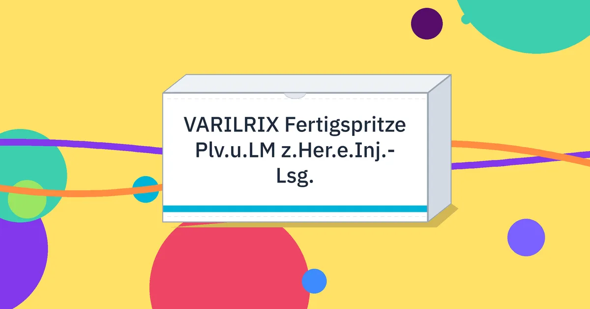 Symbolbild: Packung mit der Aufschrift VARILRIX Fertigspritze Plv.u.LM z.Her.e.Inj.-Lsg. (PZN 17371663) – Verfügbarkeit und Bezug in Apotheken in Frankfurt am Main