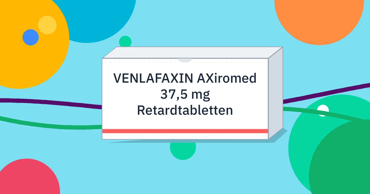 Symbolbild: Packung mit der Aufschrift VENLAFAXIN AXiromed 37,5 mg Retardtabletten (PZN 19380436) – Verfügbarkeit und Bezug in Apotheken in Frankfurt am Main