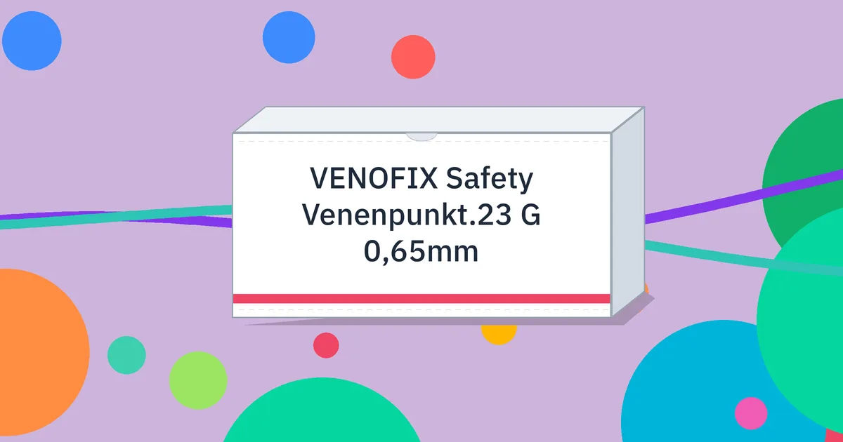Symbolbild: Packung mit der Aufschrift VENOFIX Safety Venenpunkt.23 G 0,65mm (PZN 01847069) – Verfügbarkeit und Bezug in Apotheken in Frankfurt am Main