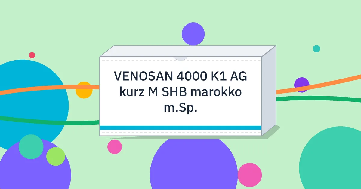 Symbolbild: Packung mit der Aufschrift VENOSAN 4000 K1 AG kurz M SHB marokko m.Sp. (PZN 14425341) – Verfügbarkeit und Bezug in Apotheken in Frankfurt am Main