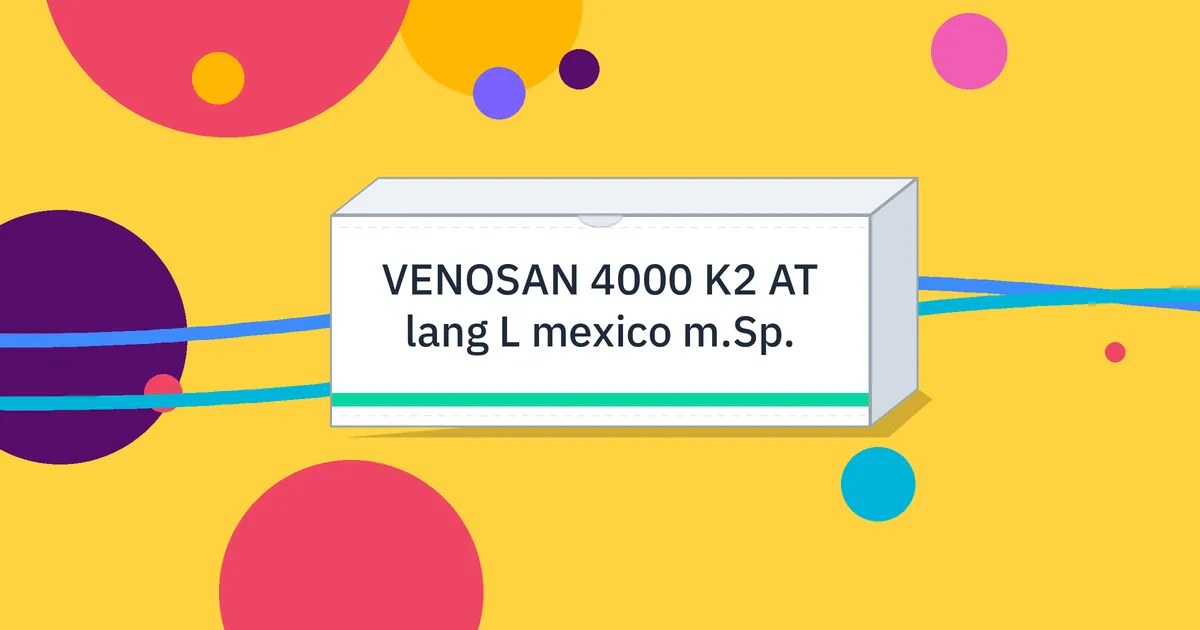 Symbolbild: Packung mit der Aufschrift VENOSAN 4000 K2 AT lang L mexico m.Sp. (PZN 14424241) – Verfügbarkeit und Bezug in Apotheken in Frankfurt am Main