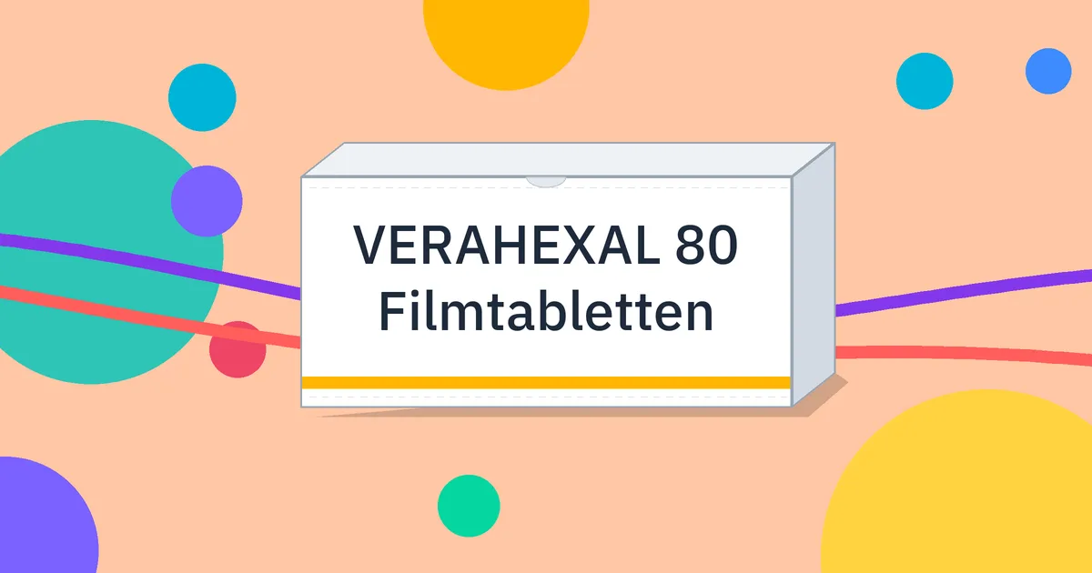 Symbolbild: Packung mit der Aufschrift VERAHEXAL 80 Filmtabletten (PZN 03117470) – Verfügbarkeit und Bezug in Apotheken in Frankfurt am Main