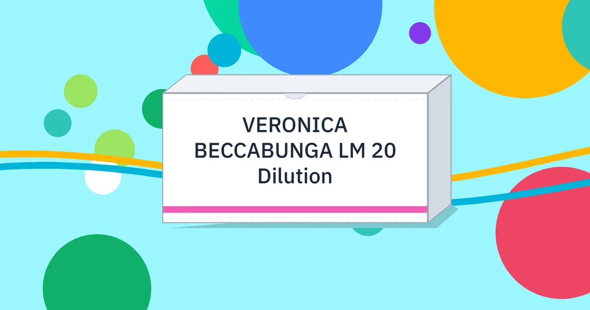 Symbolbild: Packung mit der Aufschrift VERONICA BECCABUNGA LM 20 Dilution (PZN 13269169) – Verfügbarkeit und Bezug in Apotheken in Frankfurt am Main