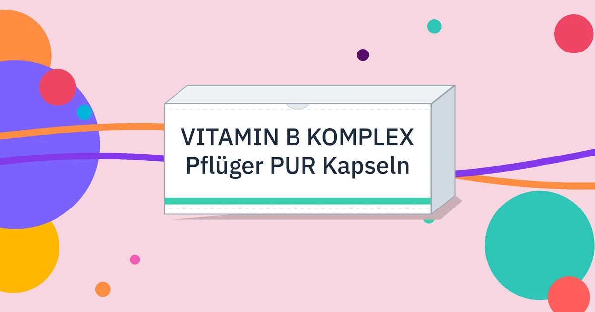 Symbolbild: Packung mit der Aufschrift VITAMIN B KOMPLEX Pflüger PUR Kapseln (PZN 19160812) – Verfügbarkeit und Bezug in Apotheken in Frankfurt am Main