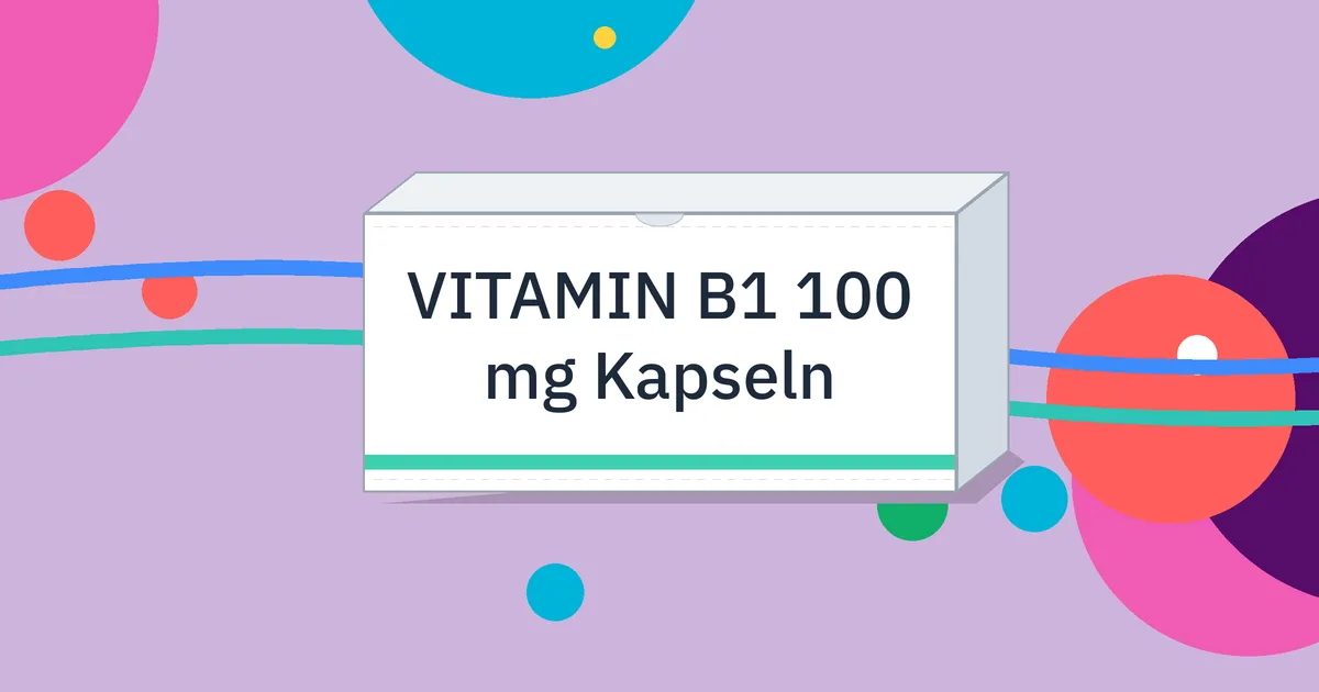 Symbolbild: Packung mit der Aufschrift VITAMIN B1 100 mg Kapseln (PZN 13974755) – Verfügbarkeit und Bezug in Apotheken in Frankfurt am Main