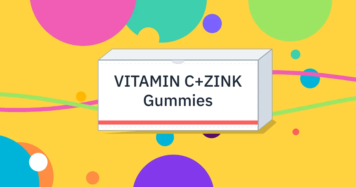 Symbolbild: Packung mit der Aufschrift VITAMIN C+ZINK Gummies (PZN 20363414) – Verfügbarkeit und Bezug in Apotheken in Frankfurt am Main