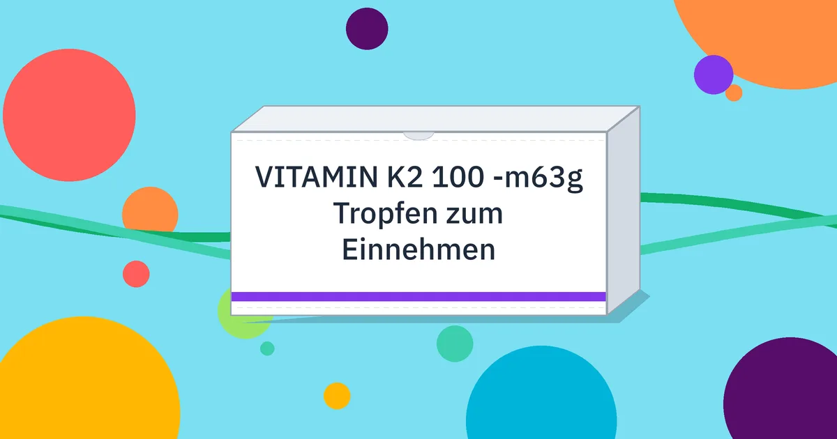 Symbolbild: Packung mit der Aufschrift VITAMIN K2 100 -m63g Tropfen zum Einnehmen (PZN 15382208) – Verfügbarkeit und Bezug in Apotheken in Frankfurt am Main