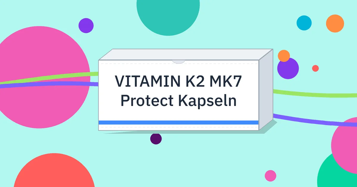 Symbolbild: Packung mit der Aufschrift VITAMIN K2 MK7 Protect Kapseln (PZN 17258168) – Verfügbarkeit und Bezug in Apotheken in Frankfurt am Main