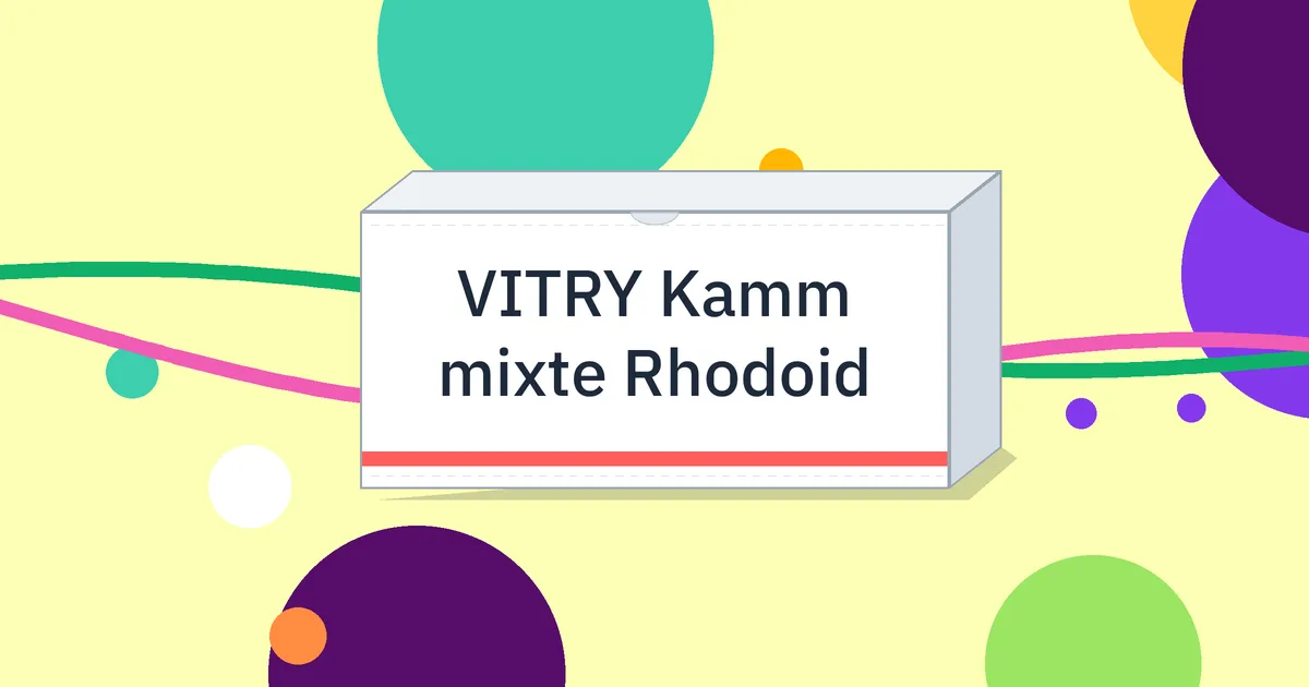Symbolbild: Packung mit der Aufschrift VITRY Kamm mixte Rhodoid (PZN 11508865) – Verfügbarkeit und Bezug in Apotheken in Frankfurt am Main