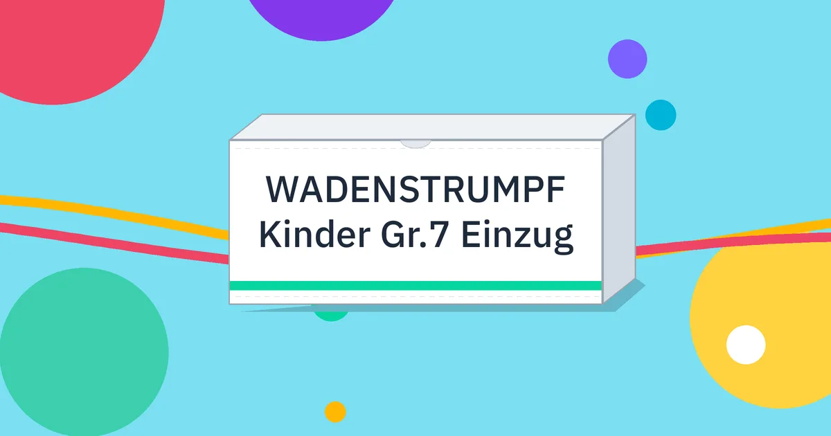 Symbolbild: Packung mit der Aufschrift WADENSTRUMPF Kinder Gr.7 Einzug (PZN 01738541) – Verfügbarkeit und Bezug in Apotheken in Frankfurt am Main