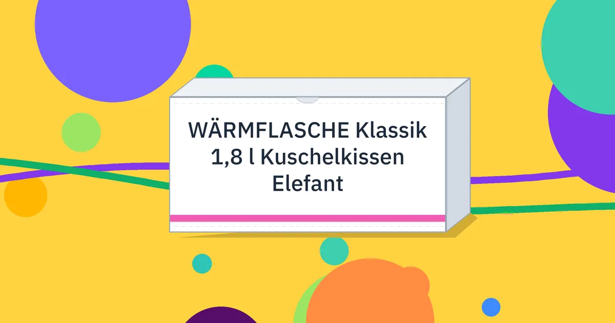 Symbolbild: Packung mit der Aufschrift WÄRMFLASCHE Klassik 1,8 l Kuschelkissen Elefant (PZN 17579553) – Verfügbarkeit und Bezug in Apotheken in Frankfurt am Main