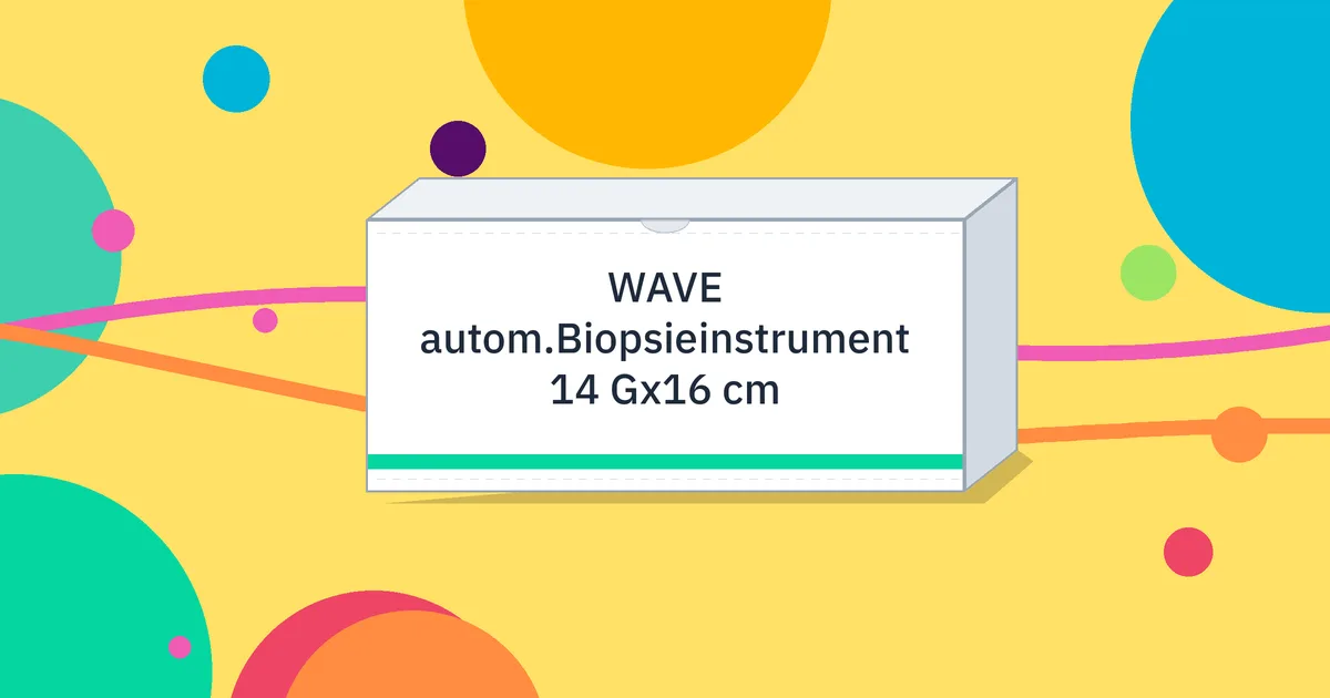 Symbolbild: Packung mit der Aufschrift WAVE autom.Biopsieinstrument 14 Gx16 cm (PZN 19530114) – Verfügbarkeit und Bezug in Apotheken in Frankfurt am Main