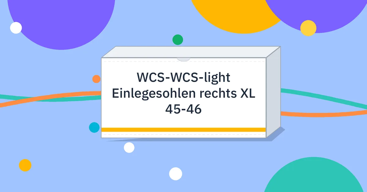 Symbolbild: Packung mit der Aufschrift WCS-WCS-light Einlegesohlen rechts XL 45-46 (PZN 16631783) – Verfügbarkeit und Bezug in Apotheken in Frankfurt am Main