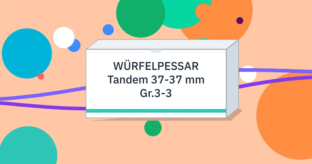 Symbolbild: Packung mit der Aufschrift WÜRFELPESSAR Tandem 37-37 mm Gr.3-3 (PZN 06127138) – Verfügbarkeit und Bezug in Apotheken in Frankfurt am Main
