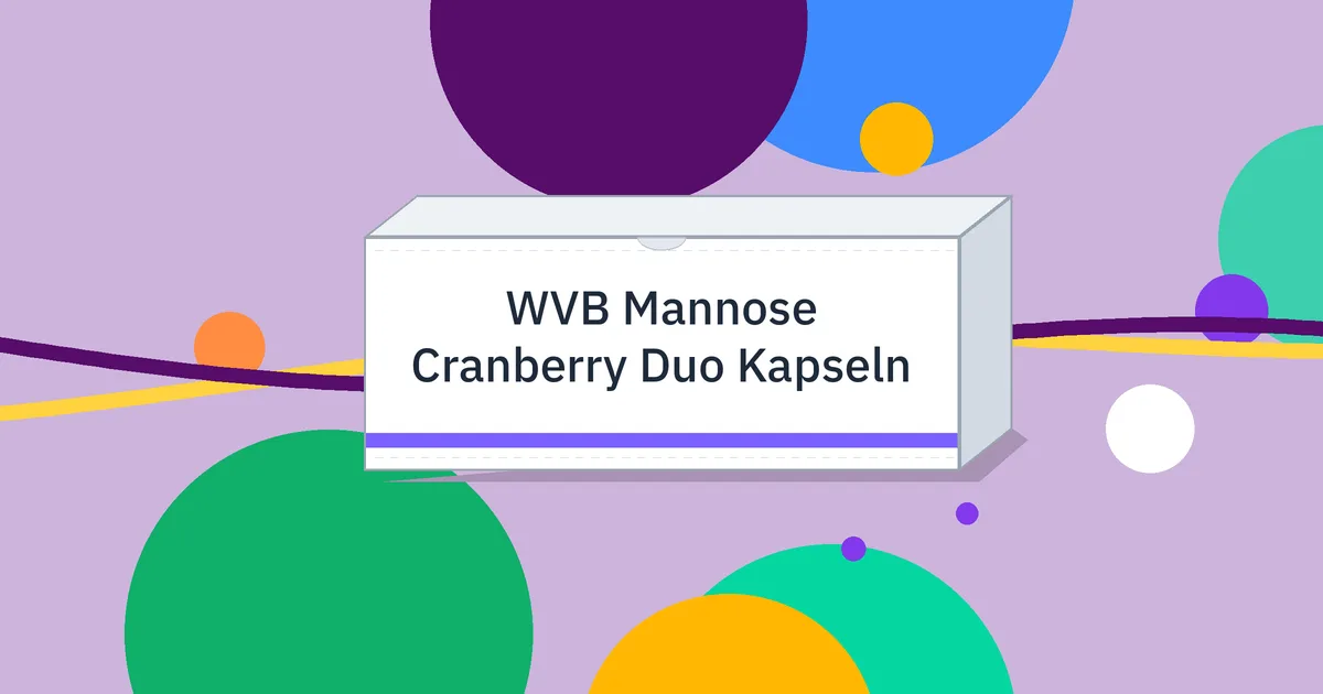 Symbolbild: Packung mit der Aufschrift WVB Mannose Cranberry Duo Kapseln (PZN 20894270) – Verfügbarkeit und Bezug in Apotheken in Frankfurt am Main