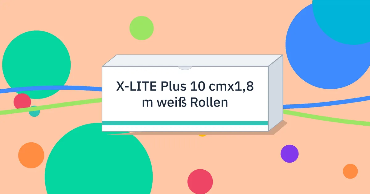 Symbolbild: Packung mit der Aufschrift X-LITE Plus 10 cmx1,8 m weiß Rollen (PZN 14441357) – Verfügbarkeit und Bezug in Apotheken in Frankfurt am Main