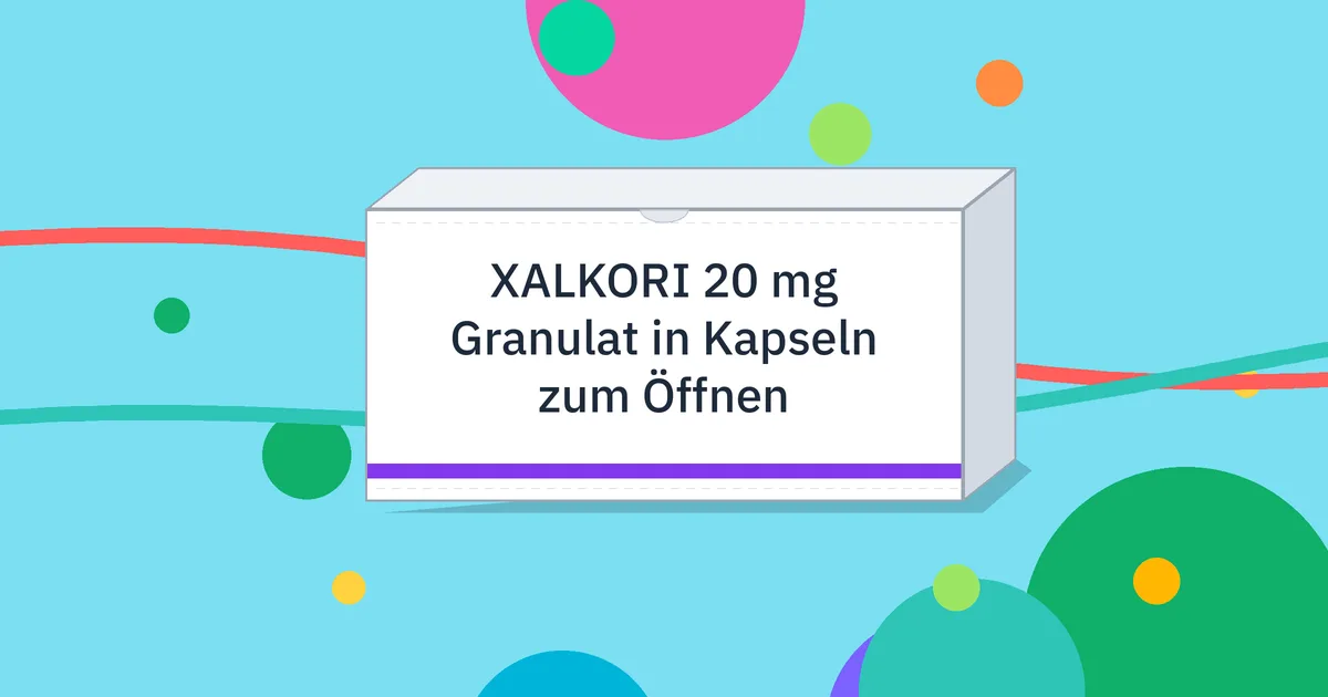 Symbolbild: Packung mit der Aufschrift XALKORI 20 mg Granulat in Kapseln zum Öffnen (PZN 19113132) – Verfügbarkeit und Bezug in Apotheken in Frankfurt am Main