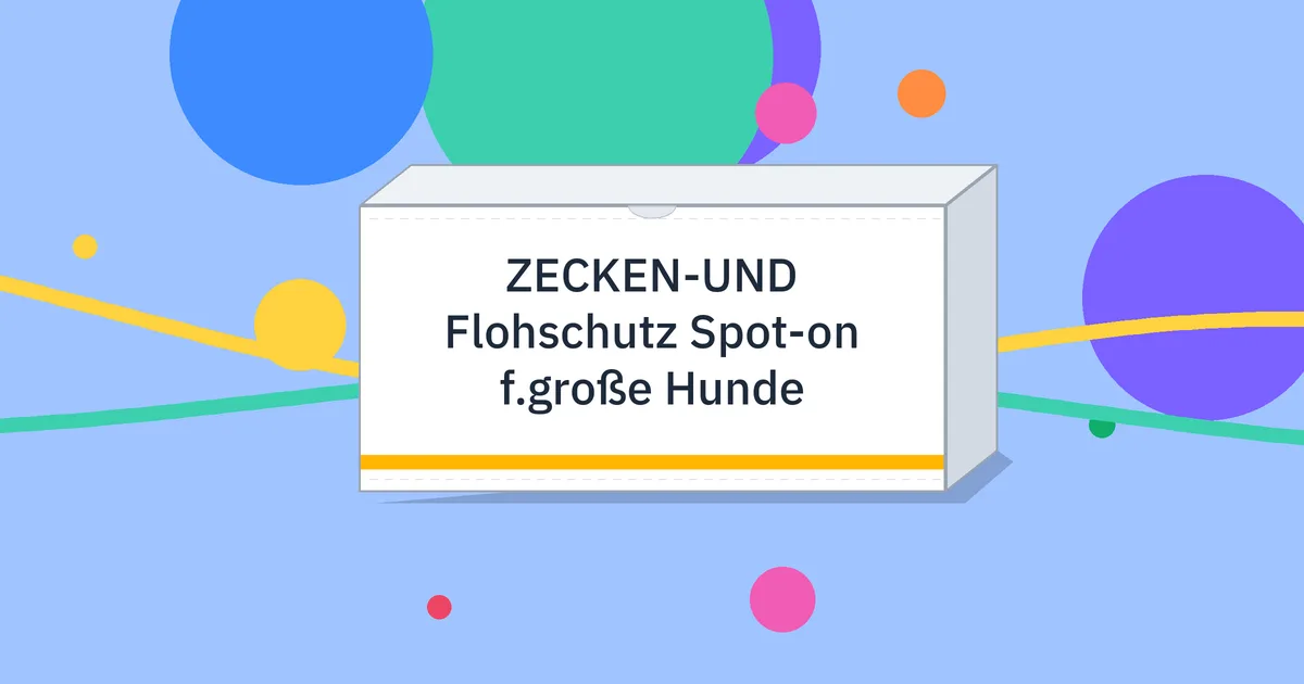 Symbolbild: Packung mit der Aufschrift ZECKEN-UND Flohschutz Spot-on f.große Hunde (PZN 17849343) – Verfügbarkeit und Bezug in Apotheken in Frankfurt am Main