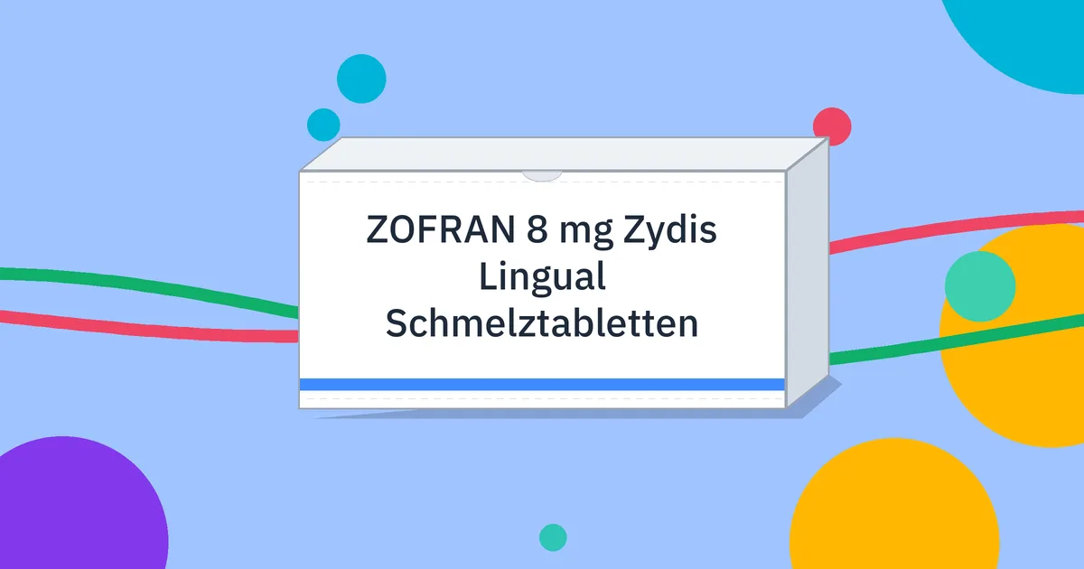 Symbolbild: Packung mit der Aufschrift ZOFRAN 8 mg Zydis Lingual Schmelztabletten (PZN 02428216) – Verfügbarkeit und Bezug in Apotheken in Frankfurt am Main