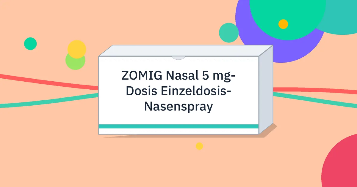 Symbolbild: Packung mit der Aufschrift ZOMIG Nasal 5 mg-Dosis Einzeldosis-Nasenspray (PZN 11158744) – Verfügbarkeit und Bezug in Apotheken in Frankfurt am Main