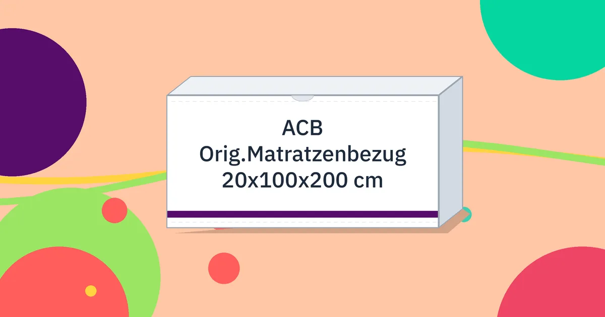 Symbolbild: Packung mit der Aufschrift ACB Orig.Matratzenbezug 20x100x200 cm (PZN 11664588) – Verfügbarkeit und Bezug in Apotheken in Frankfurt am Main