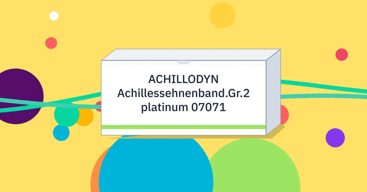 Symbolbild: Packung mit der Aufschrift ACHILLODYN Achillessehnenband.Gr.2 platinum 07071 (PZN 06826391) – Verfügbarkeit und Bezug in Apotheken in Frankfurt am Main