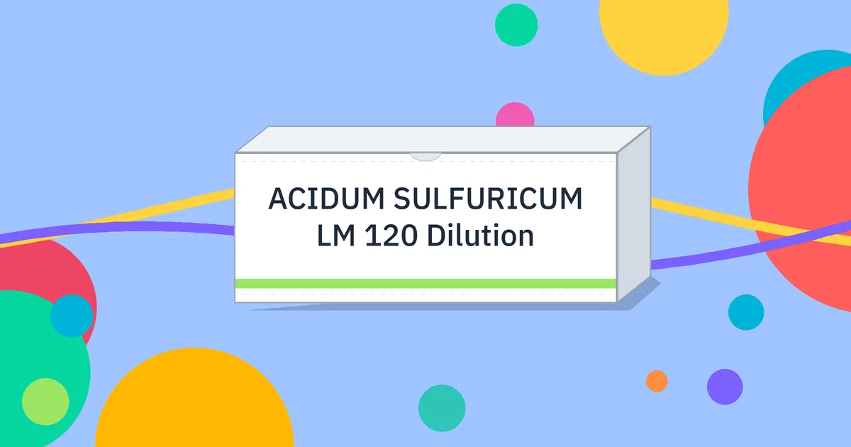 Symbolbild: Packung mit der Aufschrift ACIDUM SULFURICUM LM 120 Dilution (PZN 12754313) – Verfügbarkeit und Bezug in Apotheken in Frankfurt am Main