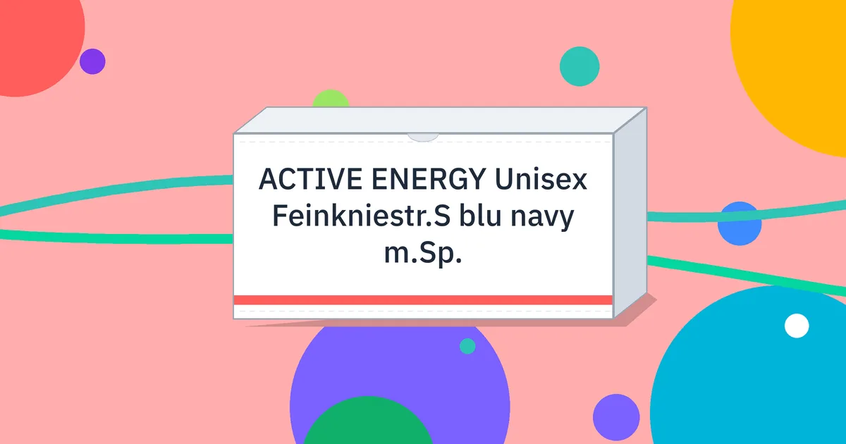 Symbolbild: Packung mit der Aufschrift ACTIVE ENERGY Unisex Feinkniestr.S blu navy m.Sp. (PZN 06448463) – Verfügbarkeit und Bezug in Apotheken in Frankfurt am Main