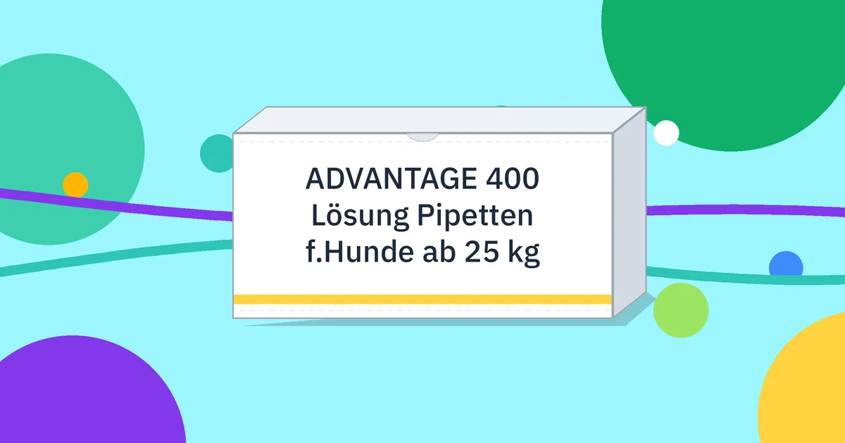 Symbolbild: Packung mit der Aufschrift ADVANTAGE 400 Lösung Pipetten f.Hunde ab 25 kg (PZN 00334178) – Verfügbarkeit und Bezug in Apotheken in Frankfurt am Main