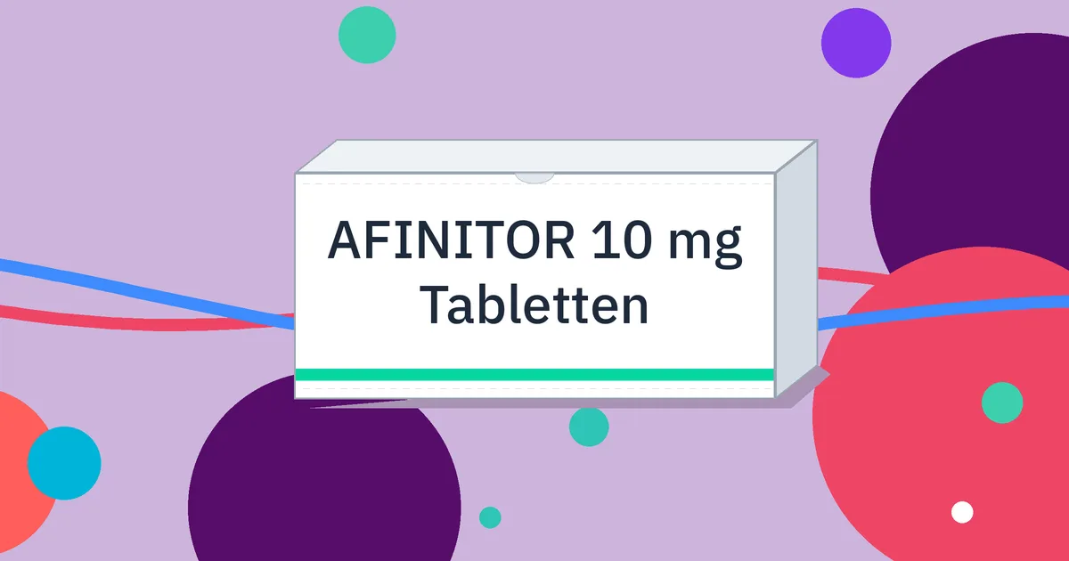 Symbolbild: Packung mit der Aufschrift AFINITOR 10 mg Tabletten (PZN 18317594) – Verfügbarkeit und Bezug in Apotheken in Frankfurt am Main