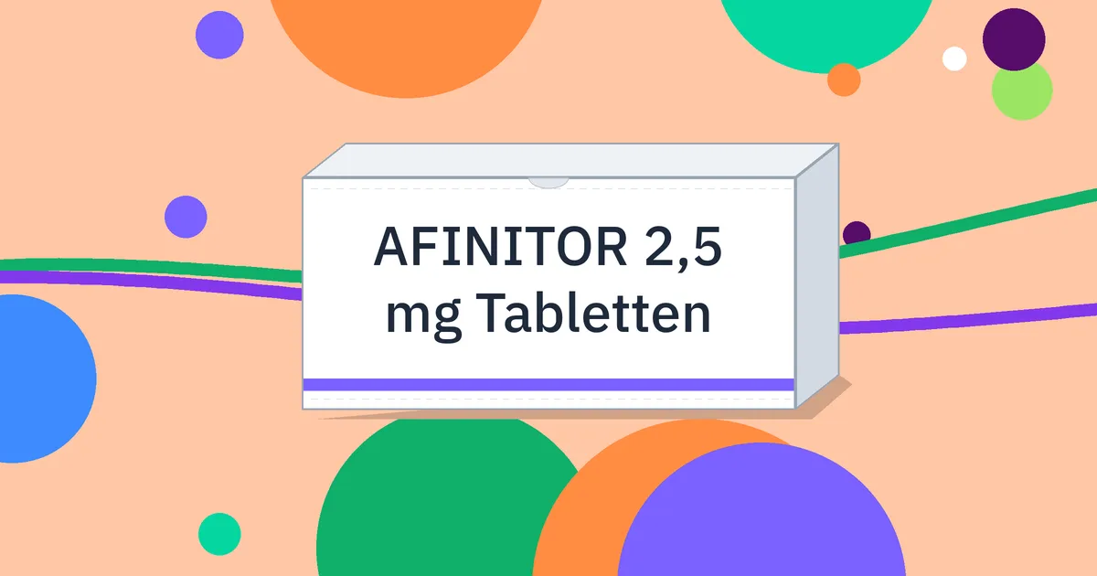 Symbolbild: Packung mit der Aufschrift AFINITOR 2,5 mg Tabletten (PZN 18746763) – Verfügbarkeit und Bezug in Apotheken in Frankfurt am Main