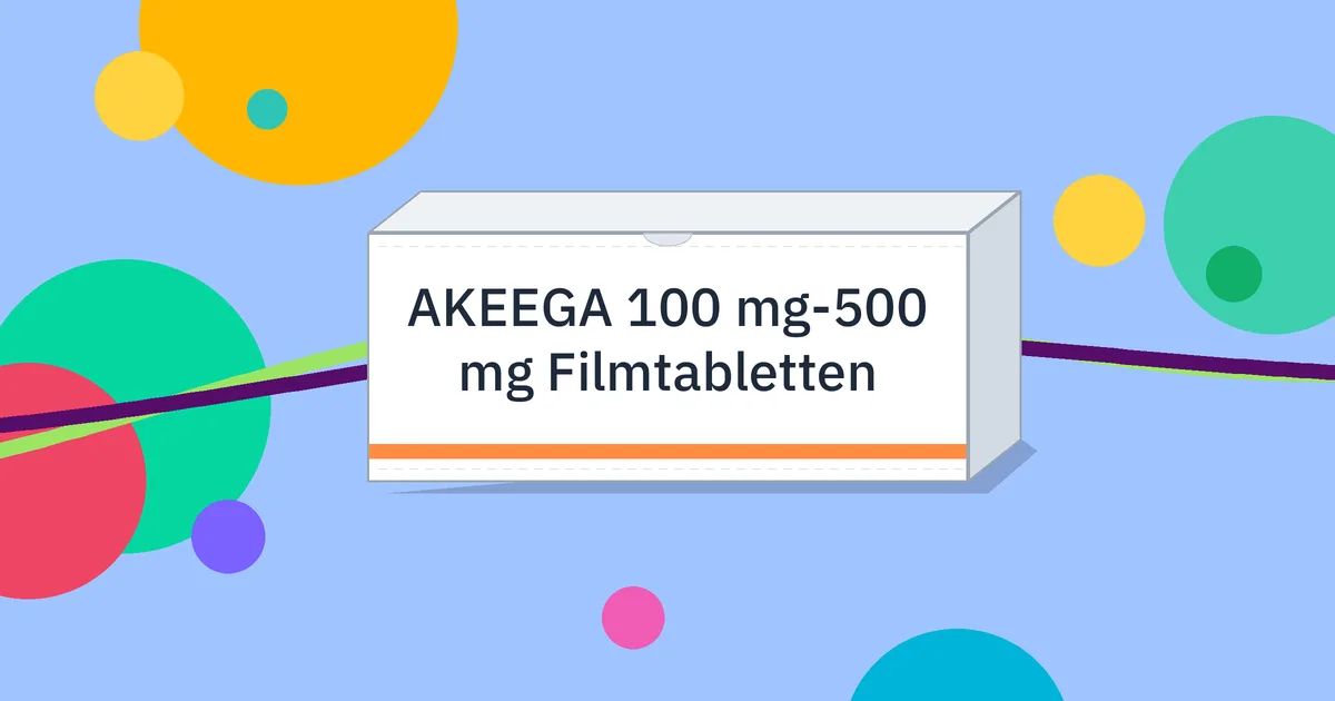 Symbolbild: Packung mit der Aufschrift AKEEGA 100 mg-500 mg Filmtabletten (PZN 18391917) – Verfügbarkeit und Bezug in Apotheken in Frankfurt am Main