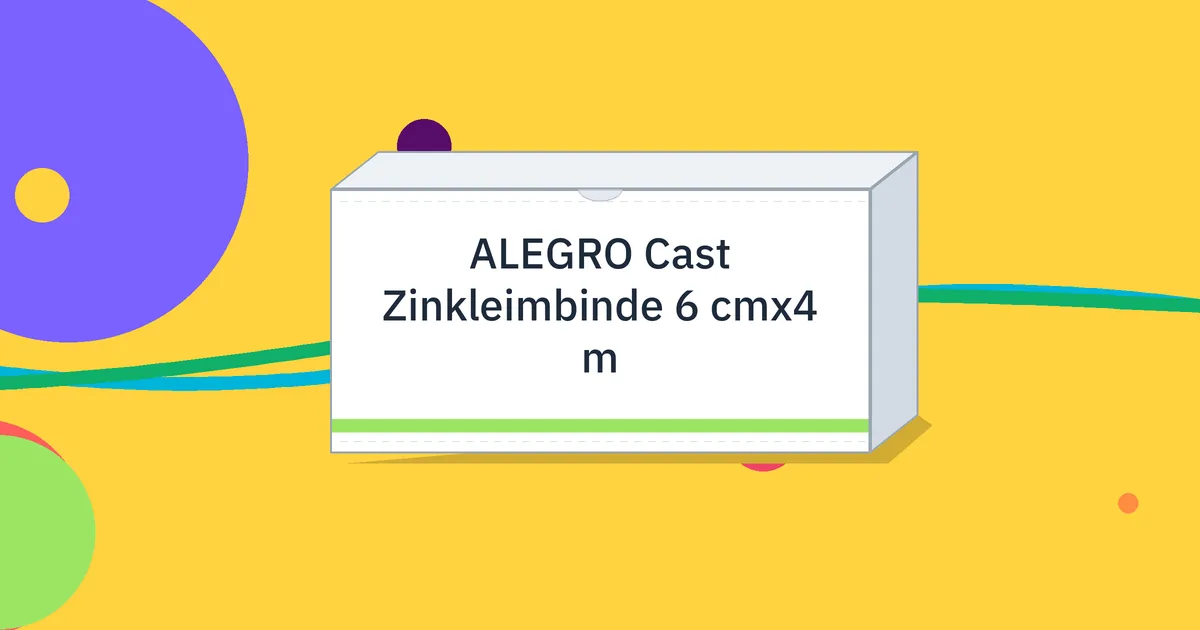 Symbolbild: Packung mit der Aufschrift ALEGRO Cast Zinkleimbinde 6 cmx4 m (PZN 19344995) – Verfügbarkeit und Bezug in Apotheken in Frankfurt am Main