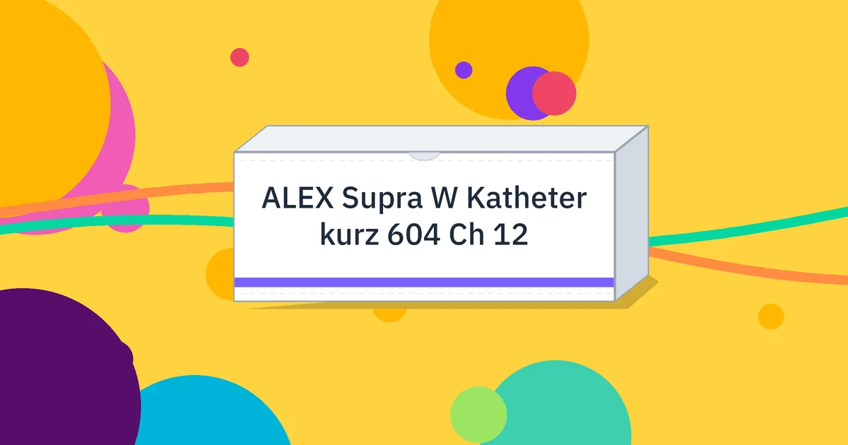 Symbolbild: Packung mit der Aufschrift ALEX Supra W Katheter kurz 604 Ch 12 (PZN 02494609) – Verfügbarkeit und Bezug in Apotheken in Frankfurt am Main