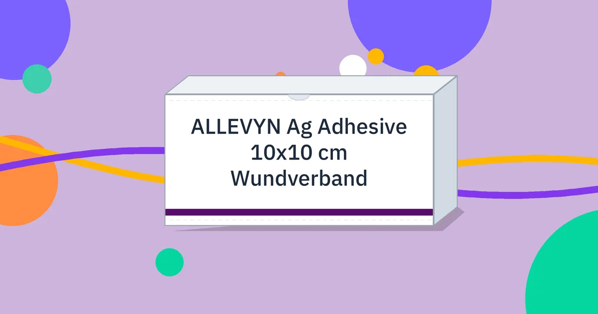 Symbolbild: Packung mit der Aufschrift ALLEVYN Ag Adhesive 10x10 cm Wundverband (PZN 12414379) – Verfügbarkeit und Bezug in Apotheken in Frankfurt am Main