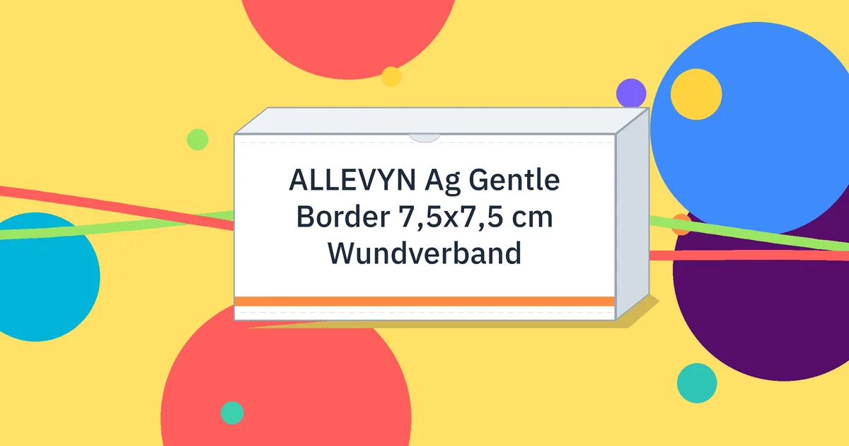Symbolbild: Packung mit der Aufschrift ALLEVYN Ag Gentle Border 7,5x7,5 cm Wundverband (PZN 11049038) – Verfügbarkeit und Bezug in Apotheken in Frankfurt am Main