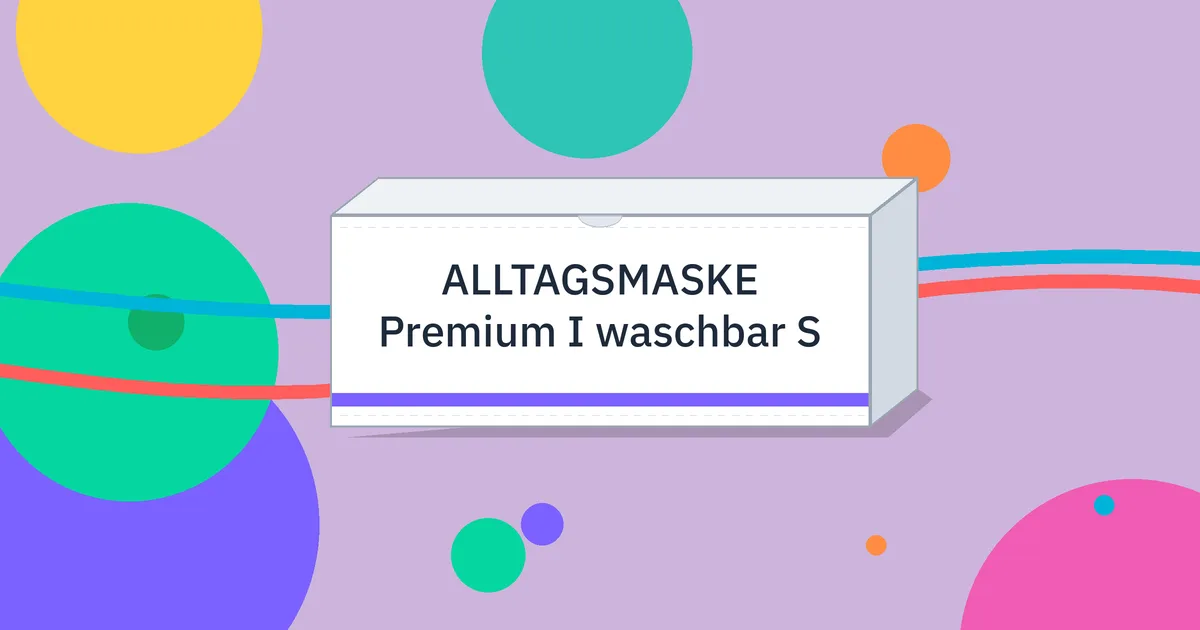 Symbolbild: Packung mit der Aufschrift ALLTAGSMASKE Premium I waschbar S (PZN 18260658) – Verfügbarkeit und Bezug in Apotheken in Frankfurt am Main