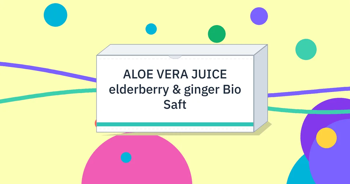 Symbolbild: Packung mit der Aufschrift ALOE VERA JUICE elderberry & ginger Bio Saft (PZN 18412045) – Verfügbarkeit und Bezug in Apotheken in Frankfurt am Main