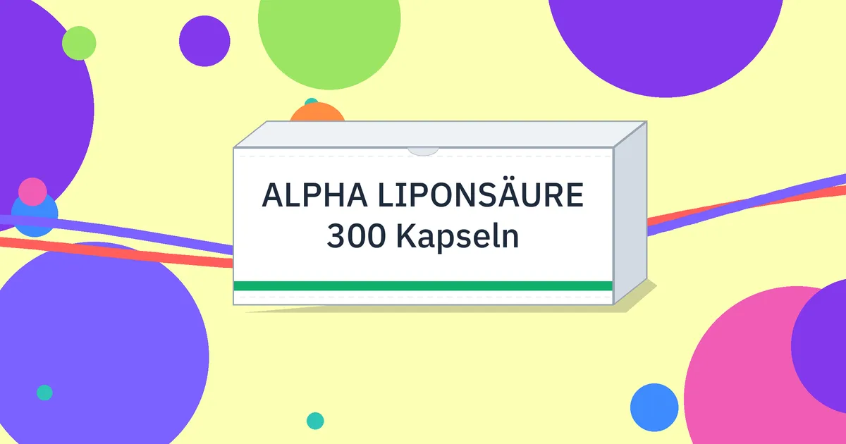 Symbolbild: Packung mit der Aufschrift ALPHA LIPONSÄURE 300 Kapseln (PZN 13888783) – Verfügbarkeit und Bezug in Apotheken in Frankfurt am Main