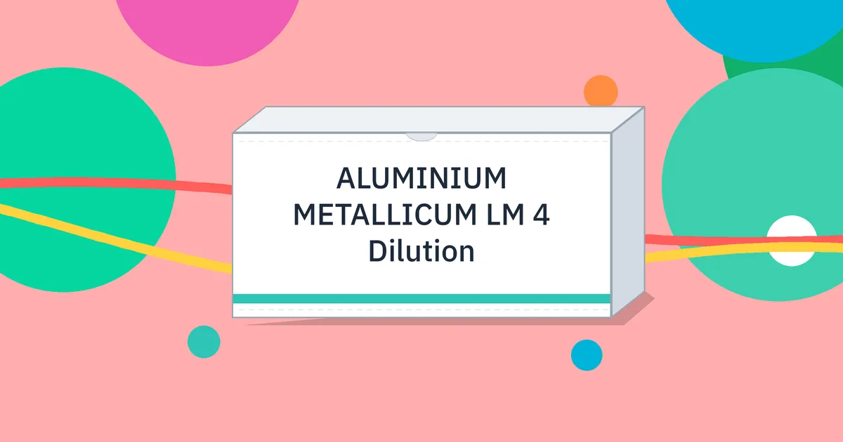 Symbolbild: Packung mit der Aufschrift ALUMINIUM METALLICUM LM 4 Dilution (PZN 12759285) – Verfügbarkeit und Bezug in Apotheken in Frankfurt am Main