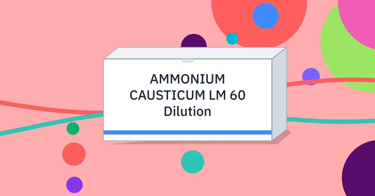 Symbolbild: Packung mit der Aufschrift AMMONIUM CAUSTICUM LM 60 Dilution (PZN 13321119) – Verfügbarkeit und Bezug in Apotheken in Frankfurt am Main