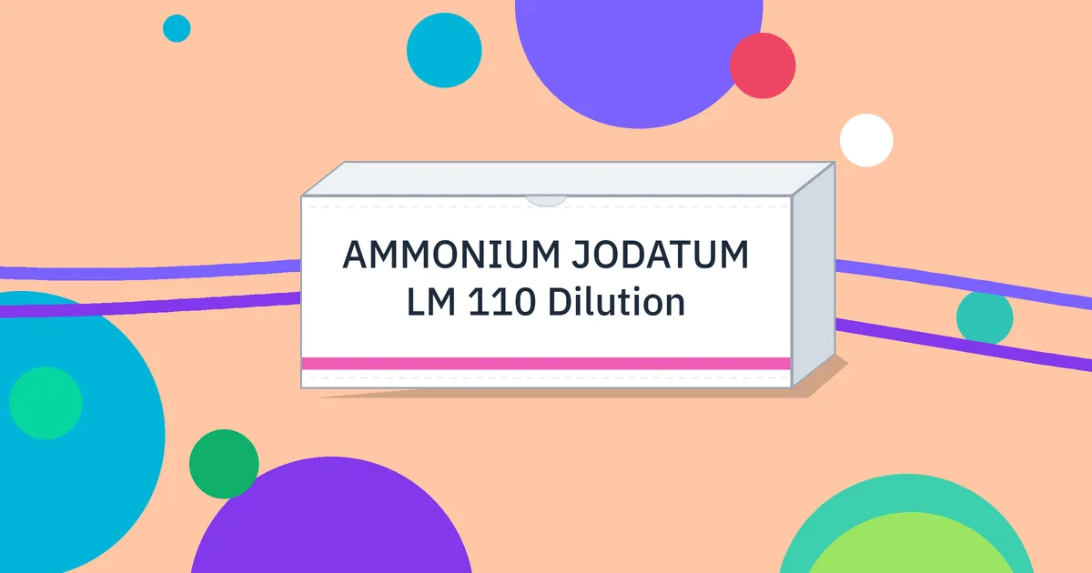 Symbolbild: Packung mit der Aufschrift AMMONIUM JODATUM LM 110 Dilution (PZN 13321639) – Verfügbarkeit und Bezug in Apotheken in Frankfurt am Main