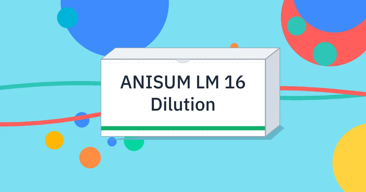 Symbolbild: Packung mit der Aufschrift ANISUM LM 16 Dilution (PZN 12762933) – Verfügbarkeit und Bezug in Apotheken in Frankfurt am Main
