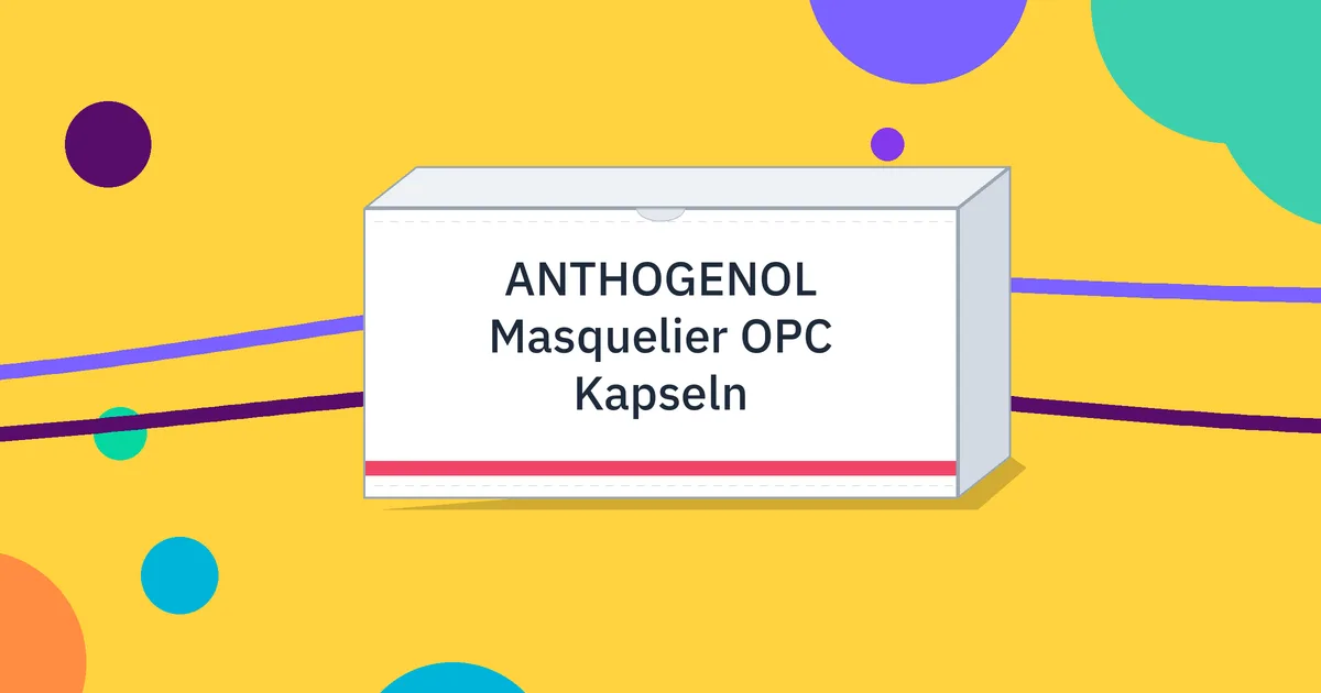 Symbolbild: Packung mit der Aufschrift ANTHOGENOL Masquelier OPC Kapseln (PZN 18907083) – Verfügbarkeit und Bezug in Apotheken in Frankfurt am Main