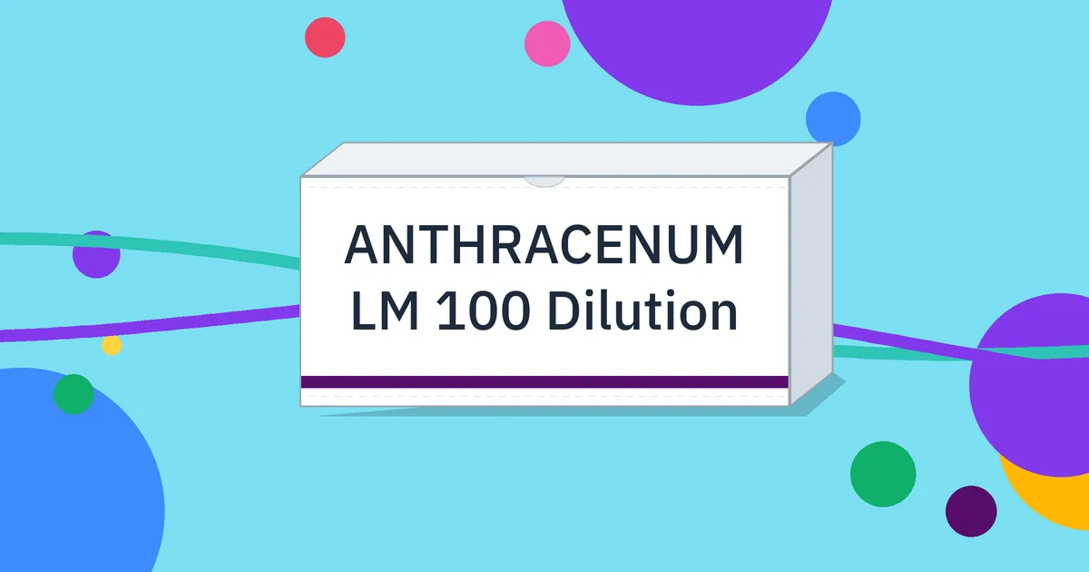 Symbolbild: Packung mit der Aufschrift ANTHRACENUM LM 100 Dilution (PZN 13370595) – Verfügbarkeit und Bezug in Apotheken in Frankfurt am Main